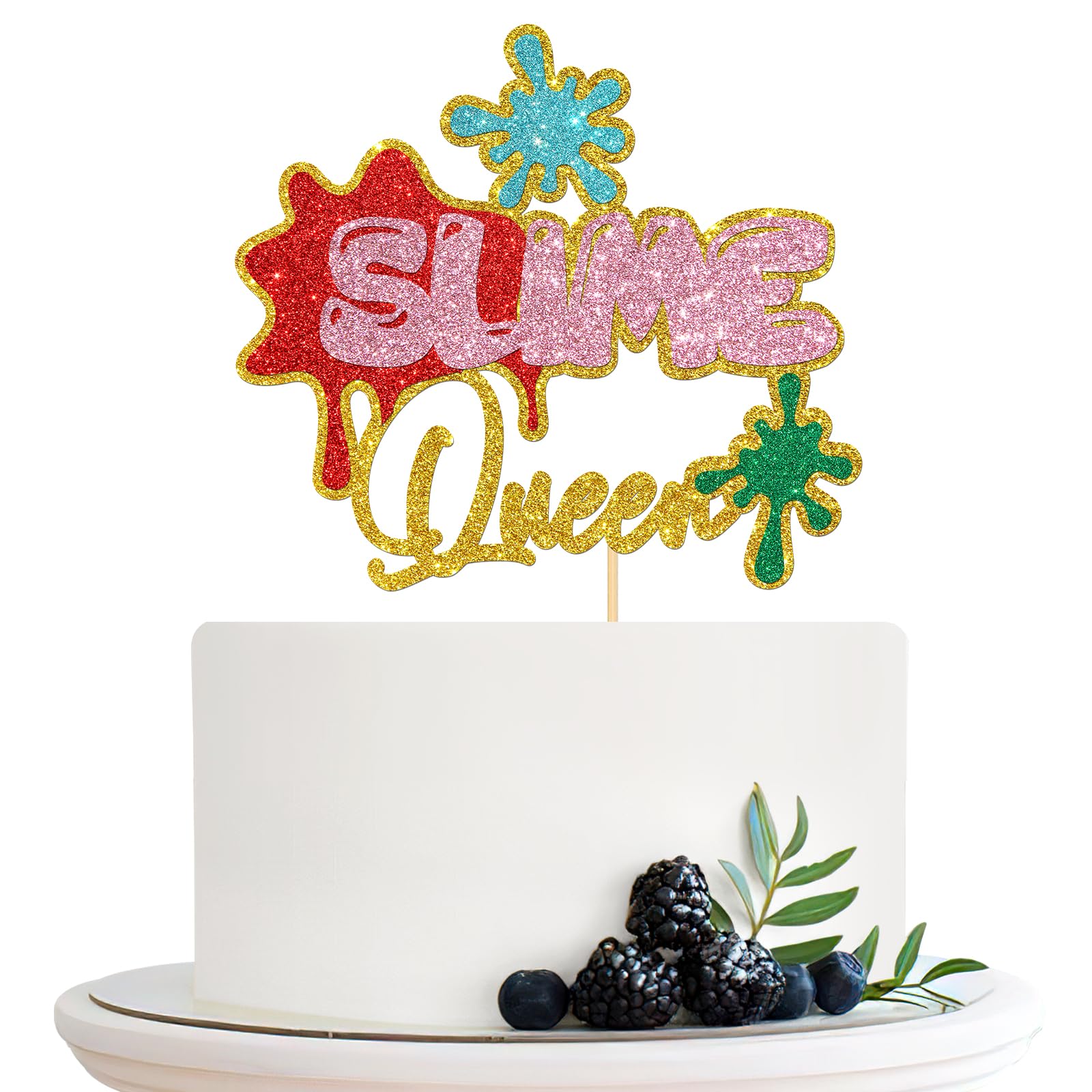 Amazon.com: Halodete Slime Queen Cake Topper, Shape Art Theme Happy ...