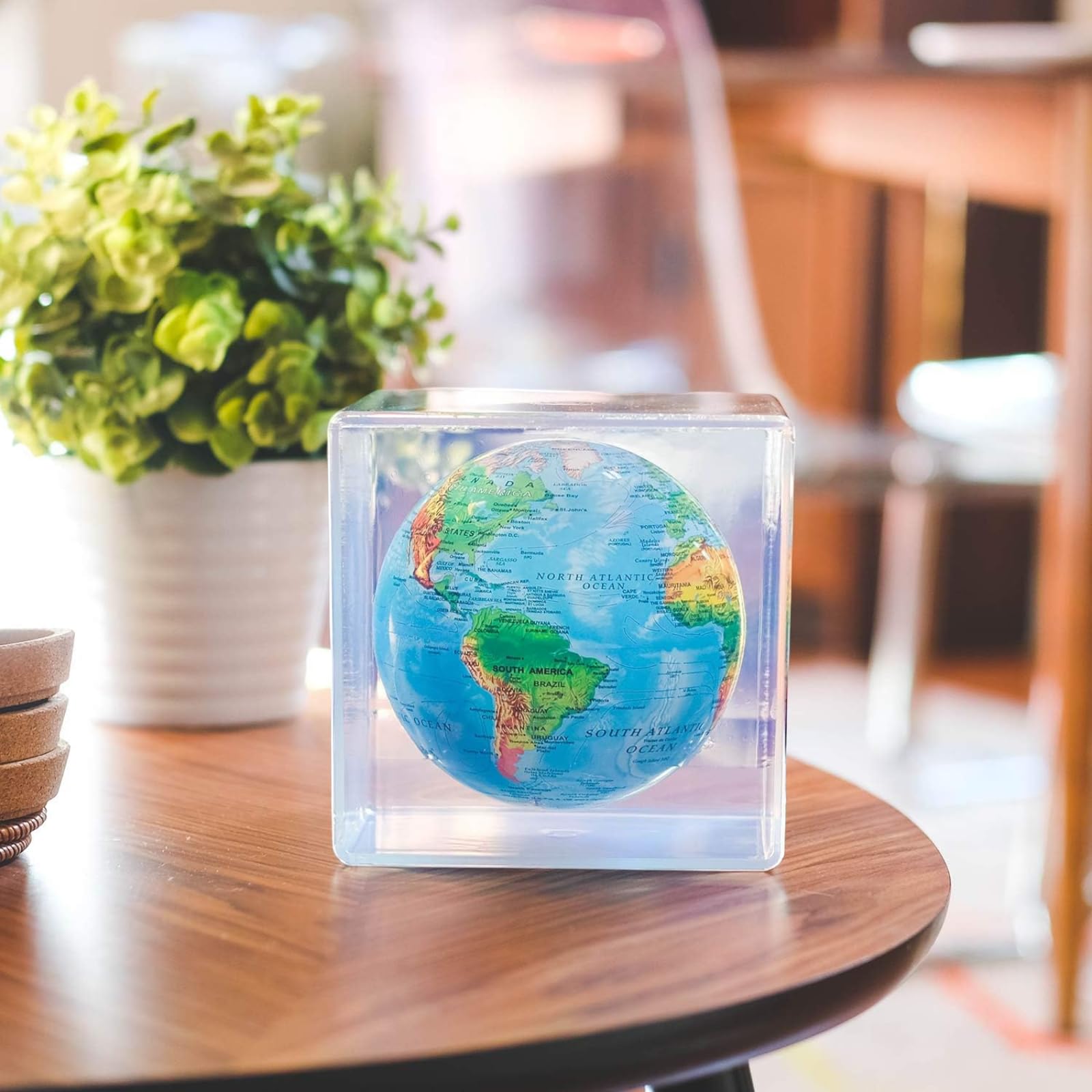 Snapklik.com : Mova Relief Map Blue Globe Cube 5"