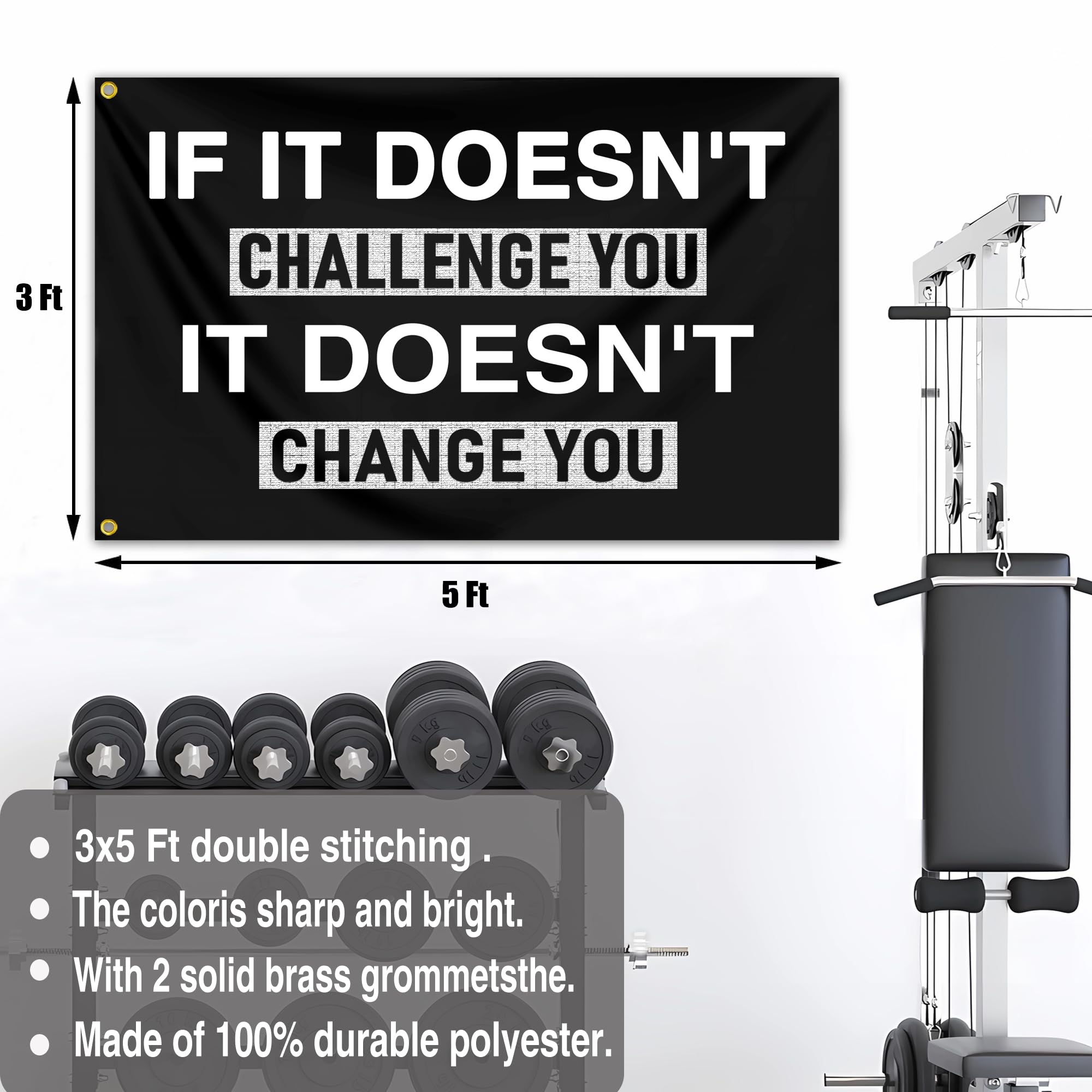 Snapklik.com : Motivational Flag 3x5 Ft If It DoesnT Challenge You It ...