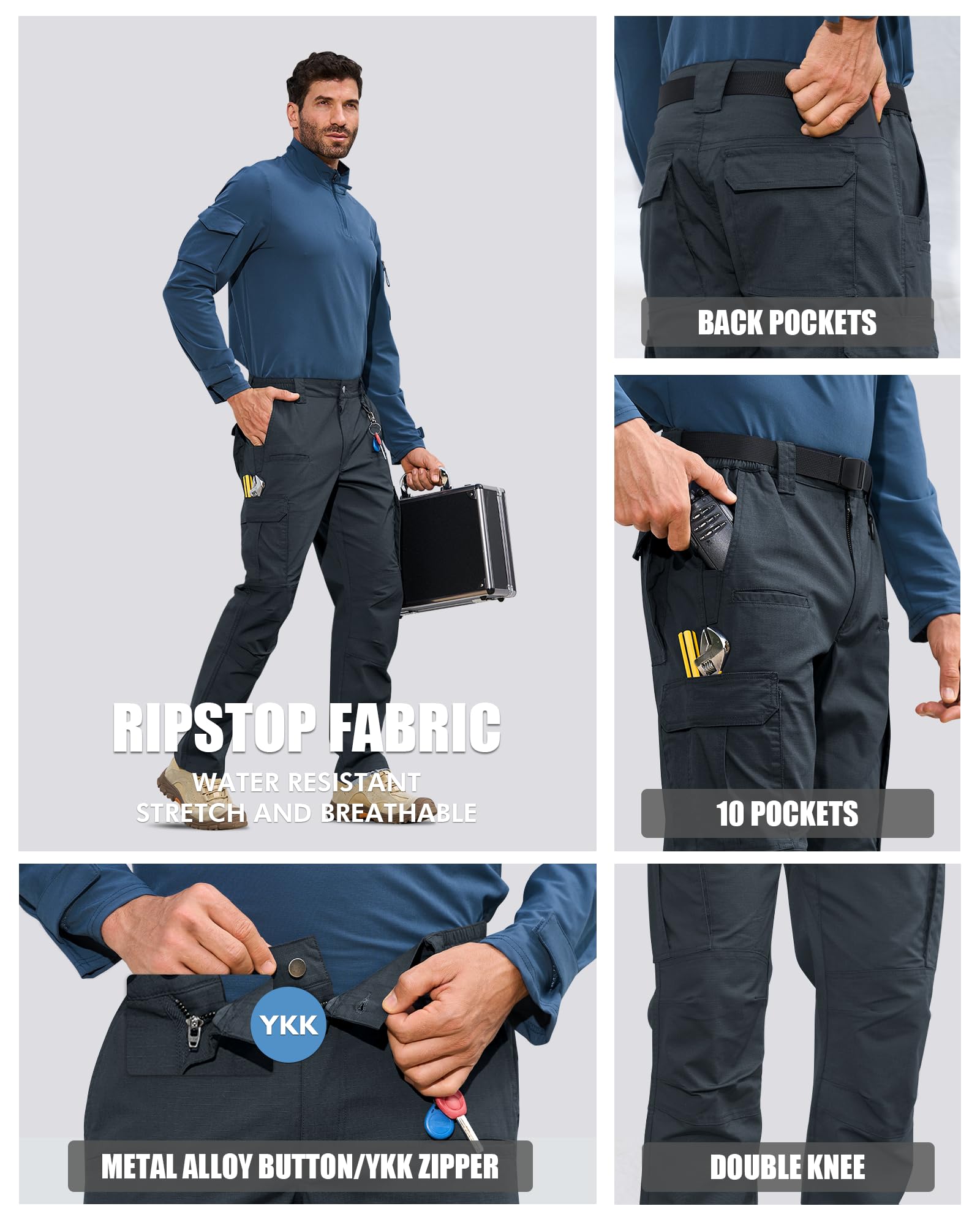 Snapklik.com : Mens Flex Stretch Tactical Pants, Water Resistant ...