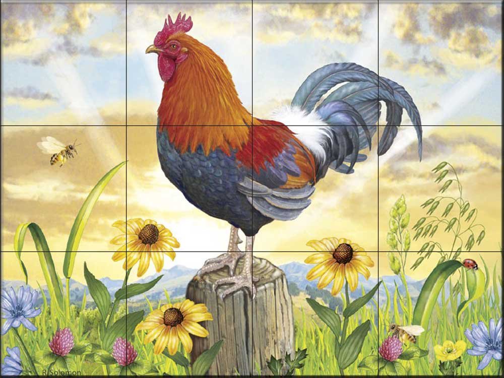 Ceramic Tile Mural - Rooster at Dawn- by Rosiland Solomon - Amazon.com