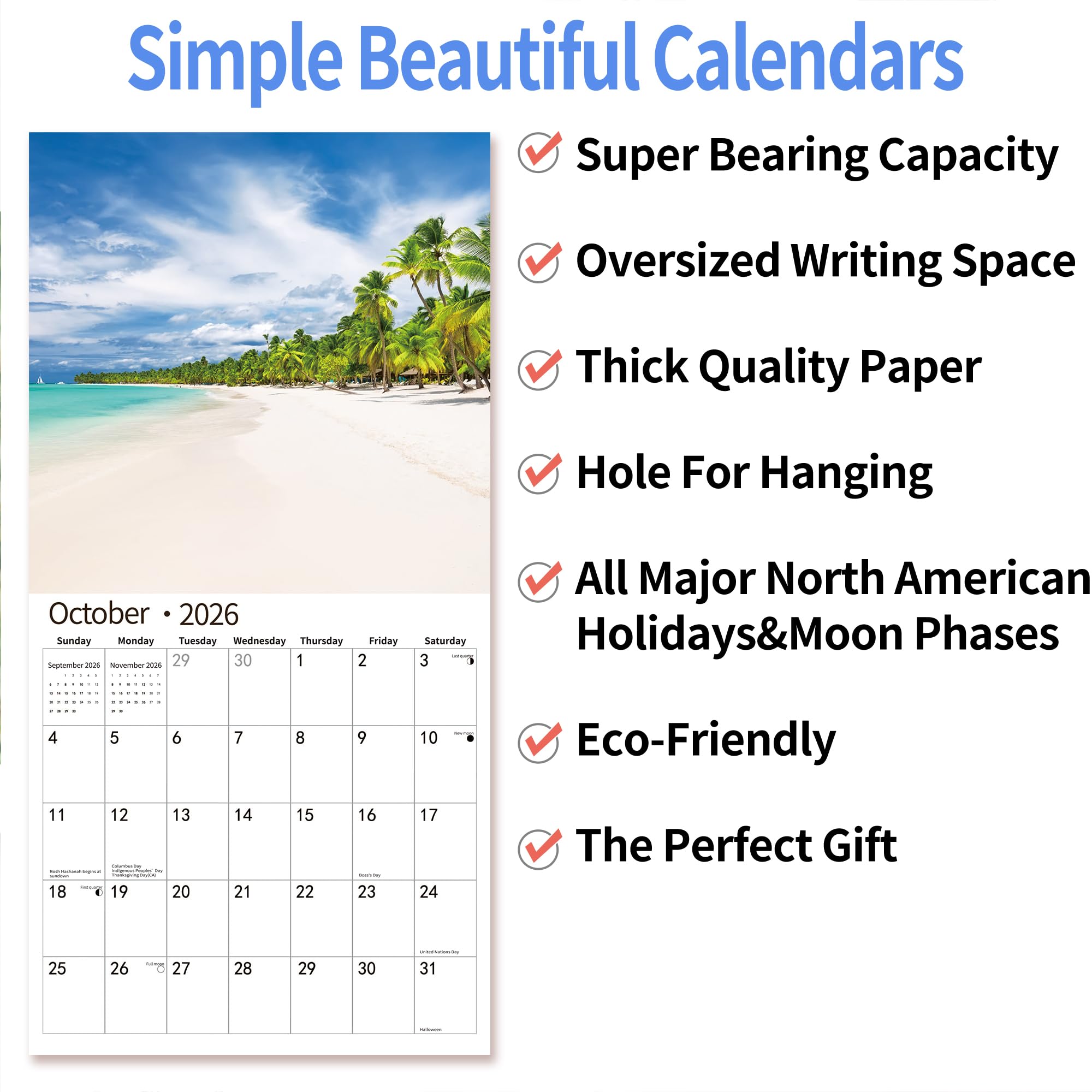 Snapklik.com : 2026 Wall Calendar,Calendar 2026, July 2025 - December 2026, Wall Calendar Island ...