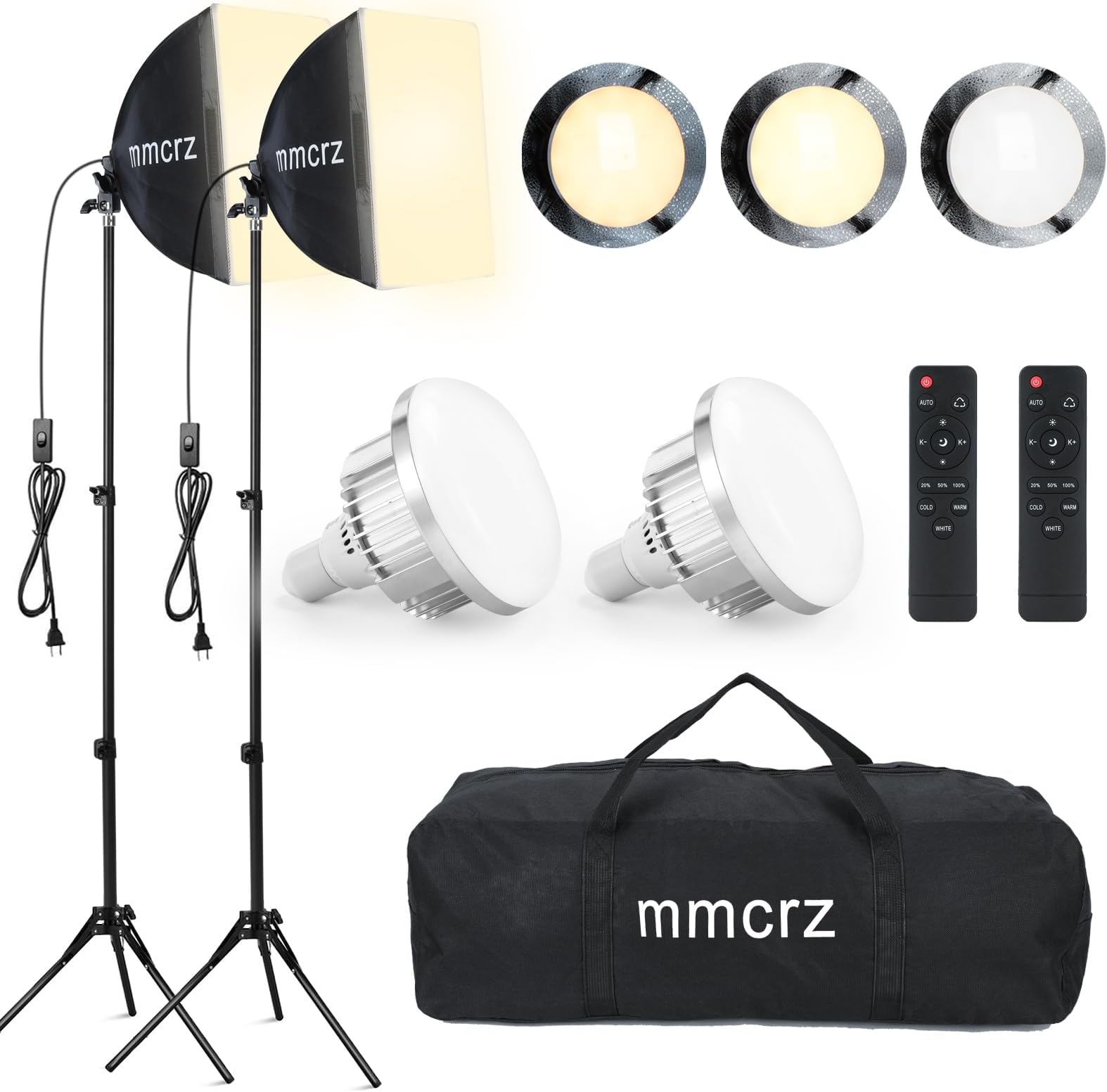 Amazon.com : mmcrz 2Pack Professional Softbox Lighting Kit, 16'' x 16 ...