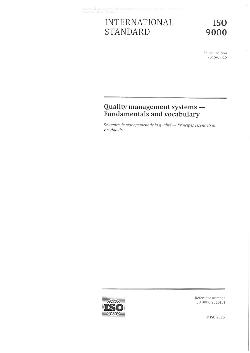 ISO 9000 Quality management systems — Fundamentals and vocabulary ...