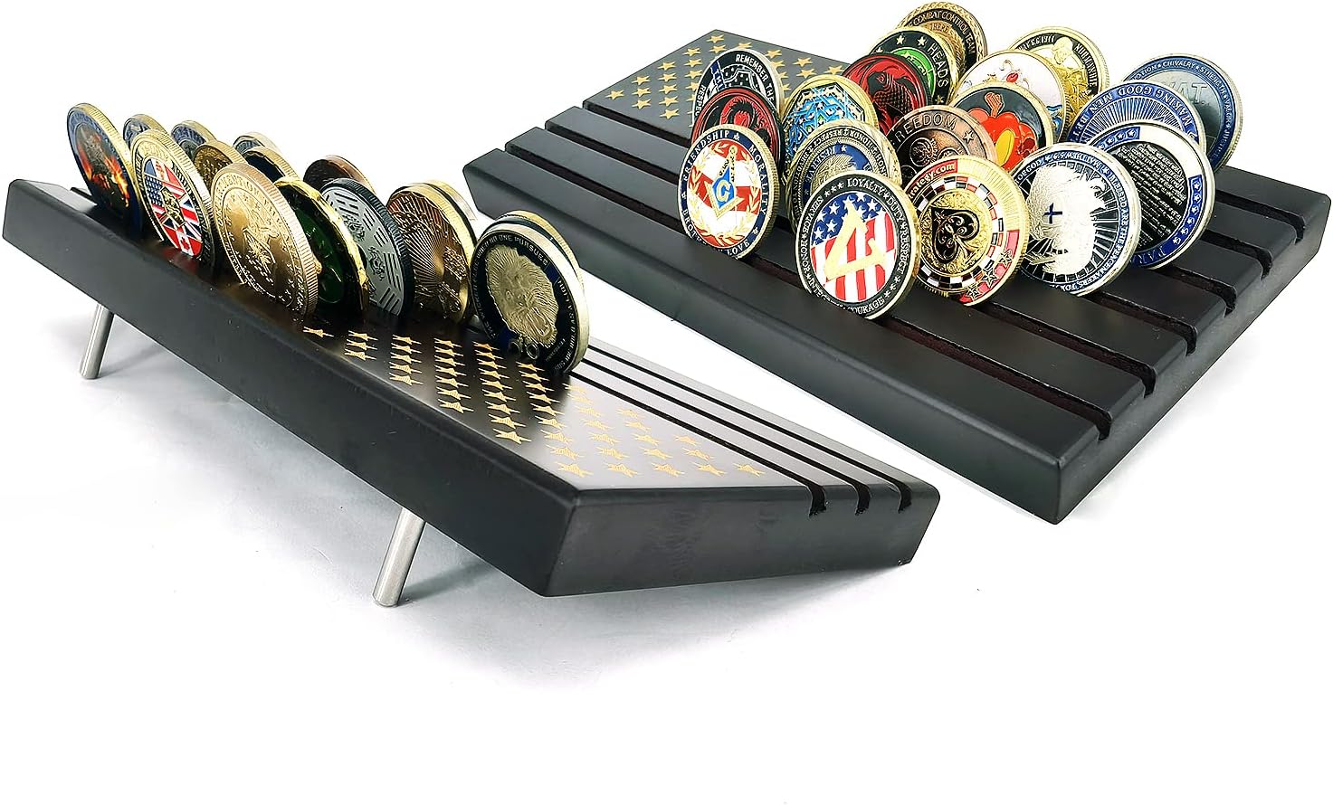 Amazon.com: Aomcisi 6 Rows Coin Holder, Challenge Coin Display Stand ...