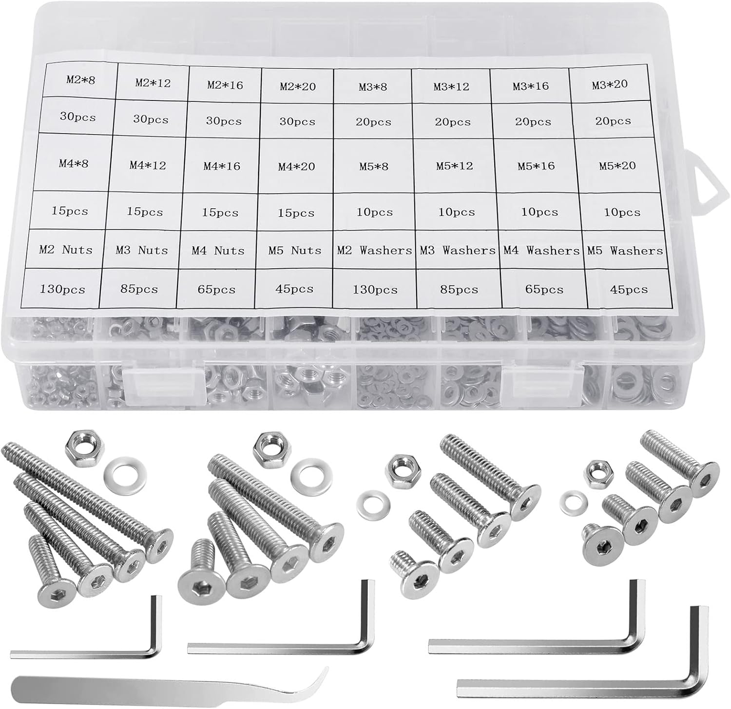 950pcs Senkkopfschrauben mit Innensechskant LAOYE M2 M3 M4 M5 Schrauben Muttern Unterlegscheiben ...