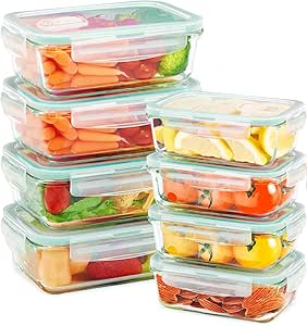Amazon.com: [8-Pack] Glass Food Storage Containers with Lids (Air Valve ...