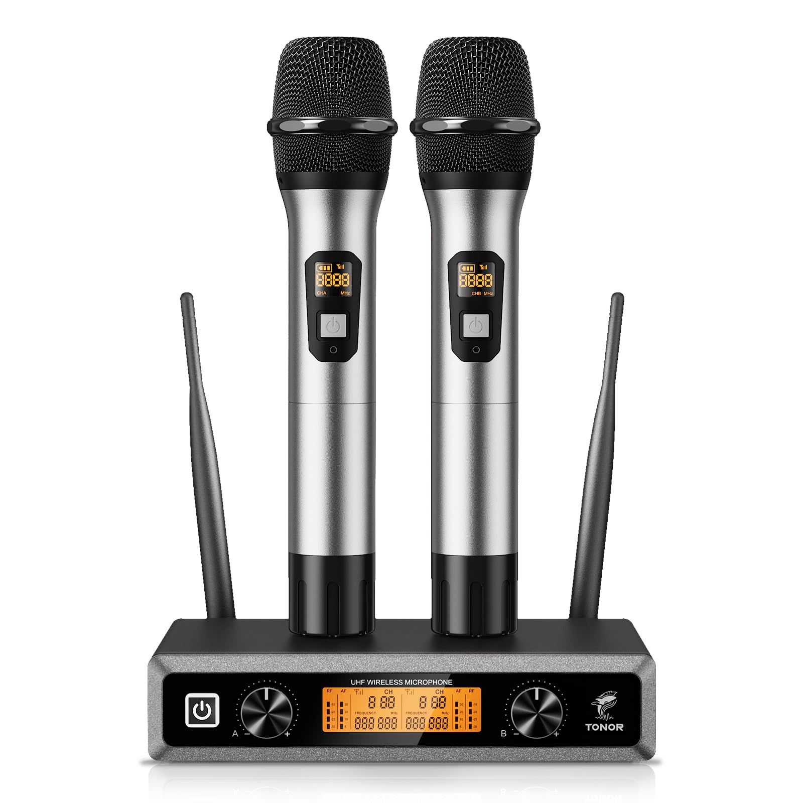 TONOR Wireless Microphone,Metal Dual Professional UHF Cordless Dynamic ...