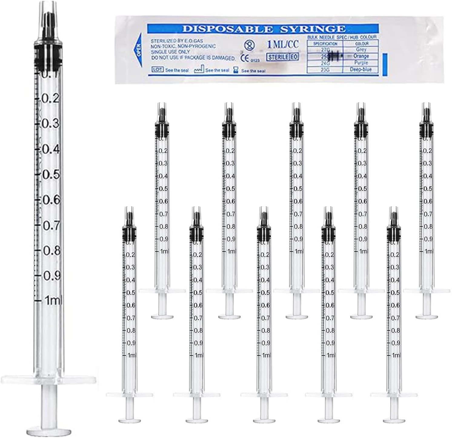 Amazon.com: 50 Pack 1 ml Plastic Syringe Liquid Measuring Syringe Tools ...