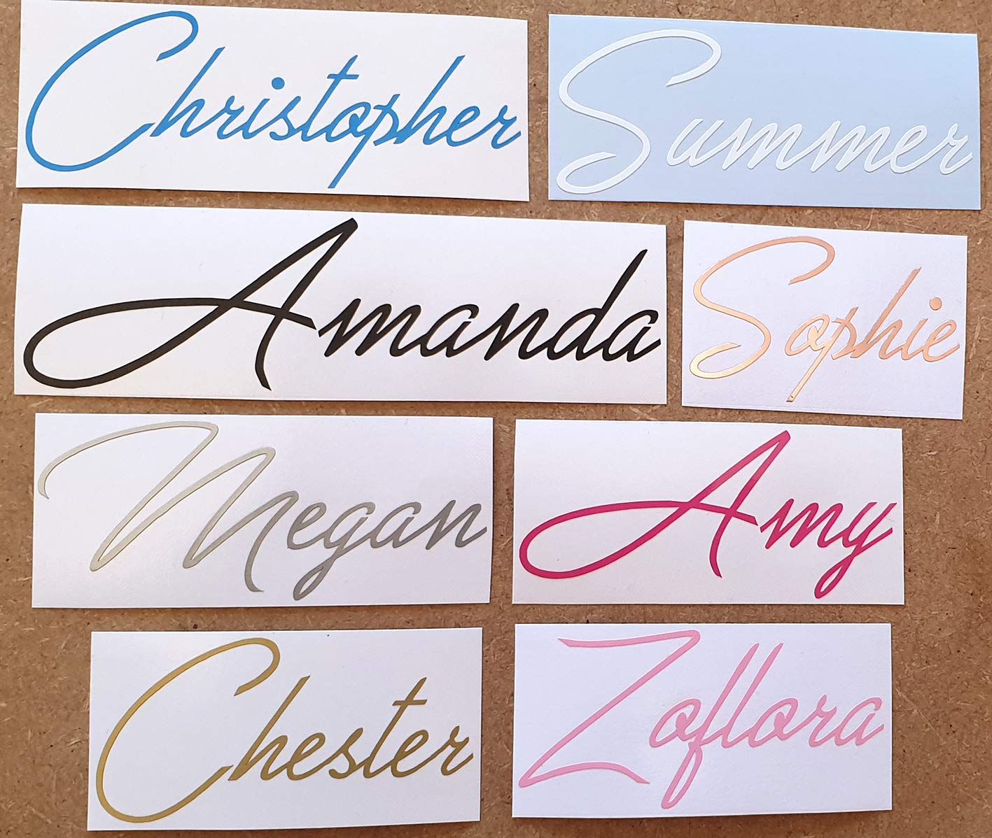 Modern Personalised Vinyl Name Stickers 3cm or 5cm Height in Various ...