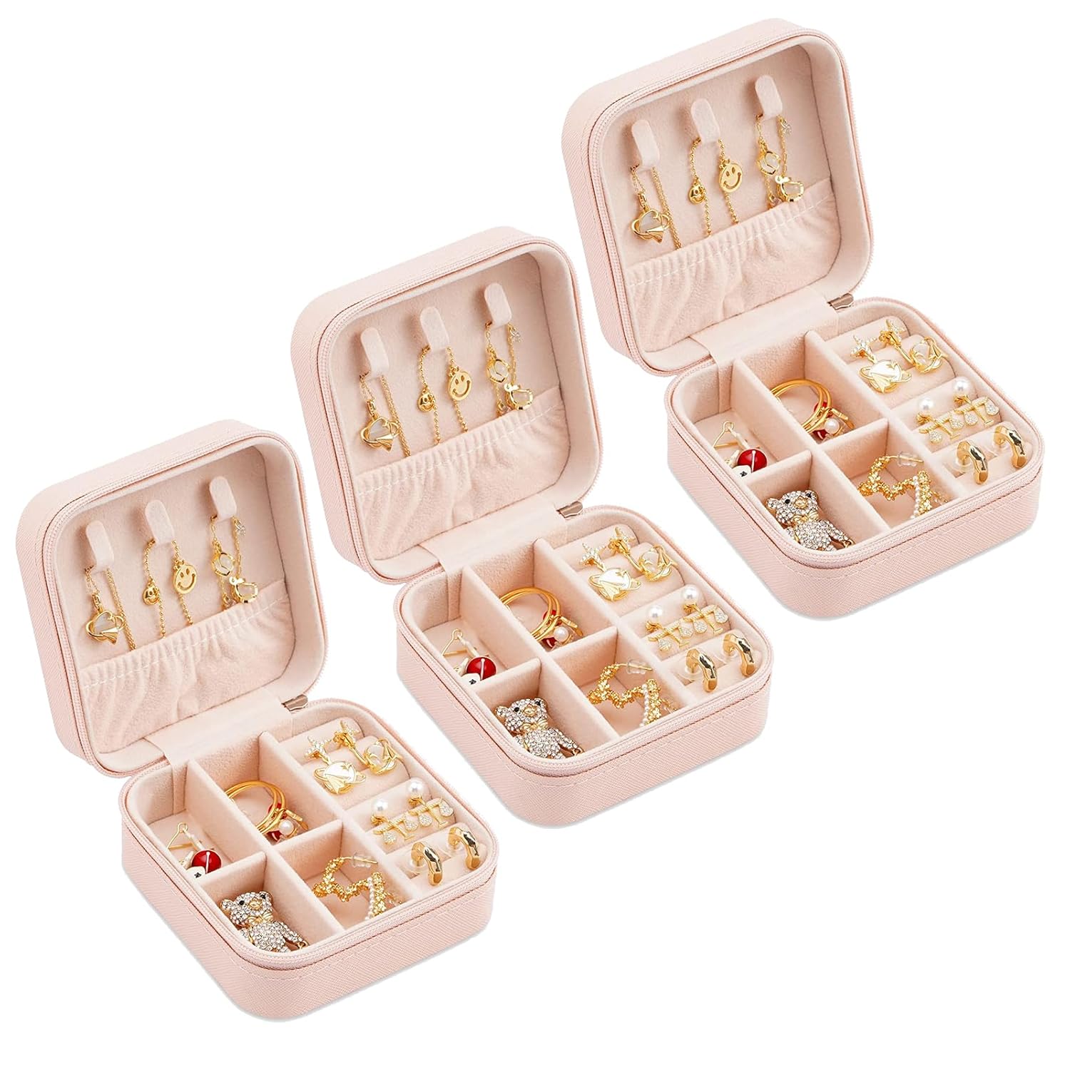 Amazon.com: Portable Travel Mini Jewelry Box Leather Jewellery Ring ...