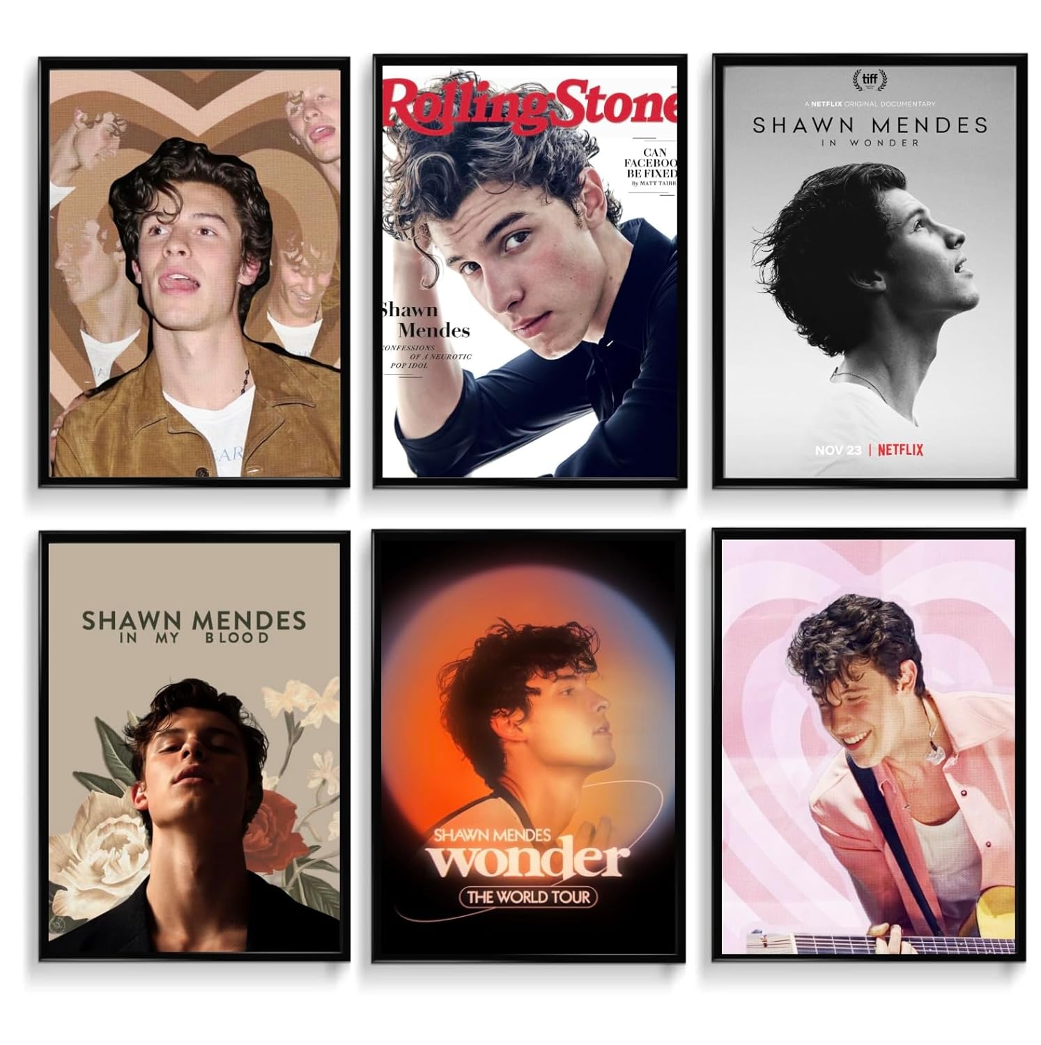 Shawn mendes Song Album Aesthetic Wall Posters Pack of 6 (A4 Size) 8x12 ...
