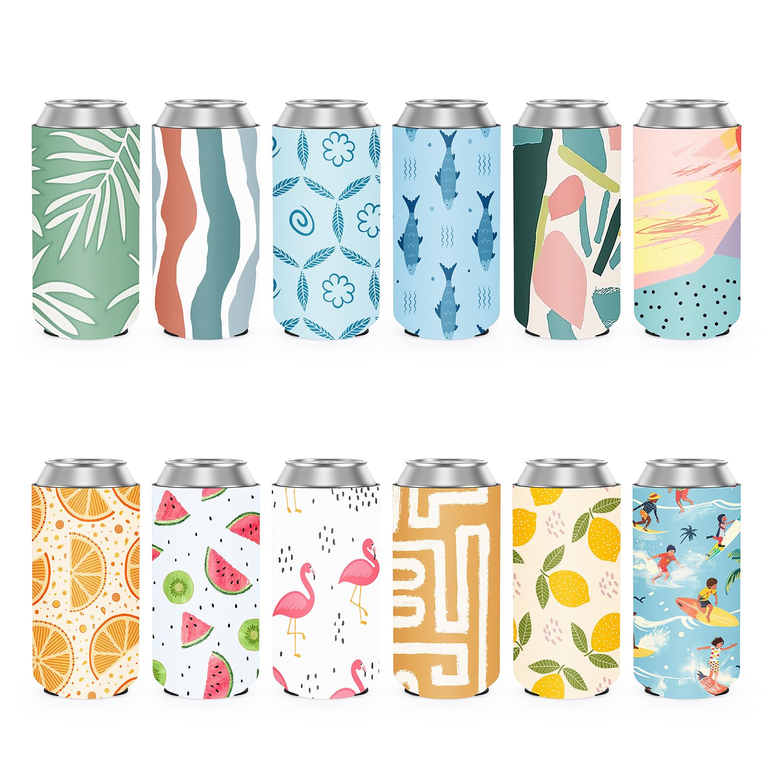 Amazon.com: 12 Pack Slim Can Cooler Sleeve Soft Insulated Skinny Tall ...