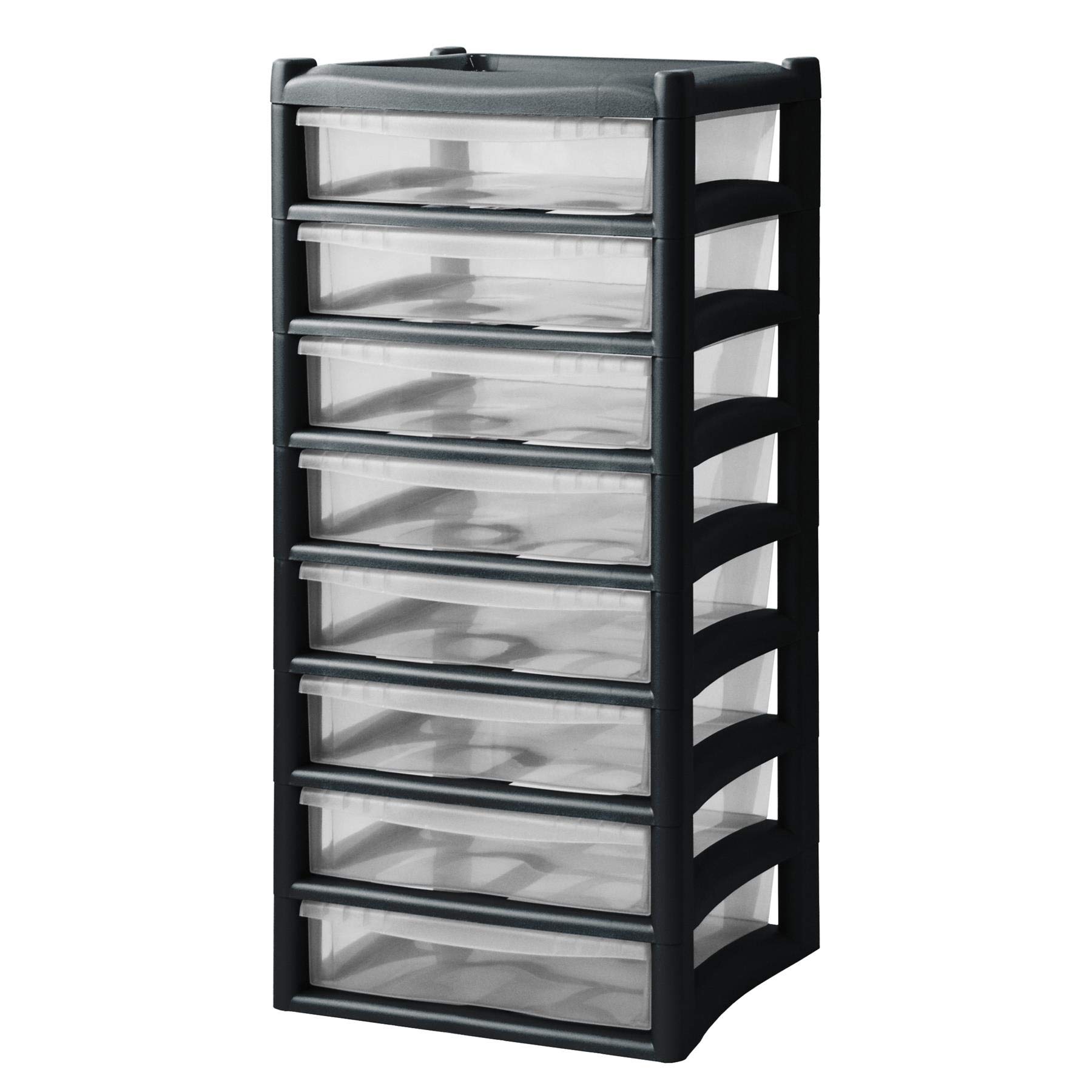 Extra Large 8 Drawer Home & Office Plastic Tower Storage Unit - Black ...