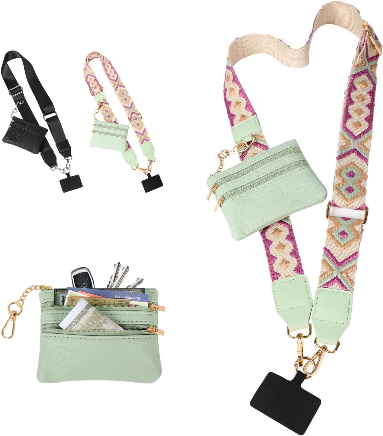 Amazon.com: Zrrmmd Crossbody Phone Strap, Phone Strap with Zippered ...