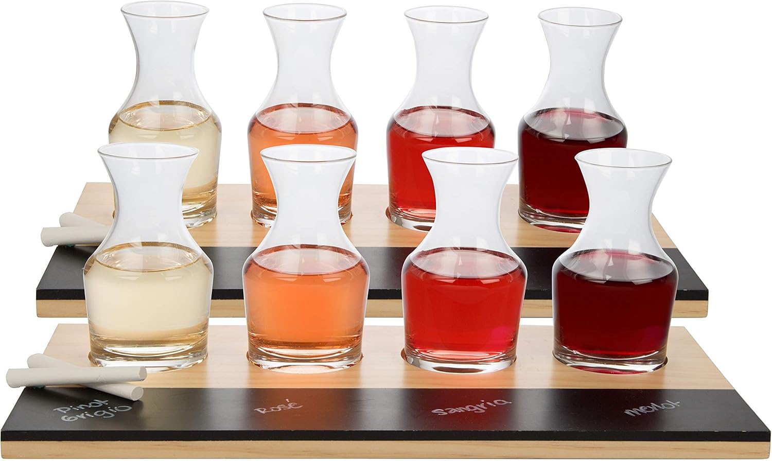 Wine Tasting Flight Sampler Set -2 Pack Includes Eight 6 oz Decanter ...