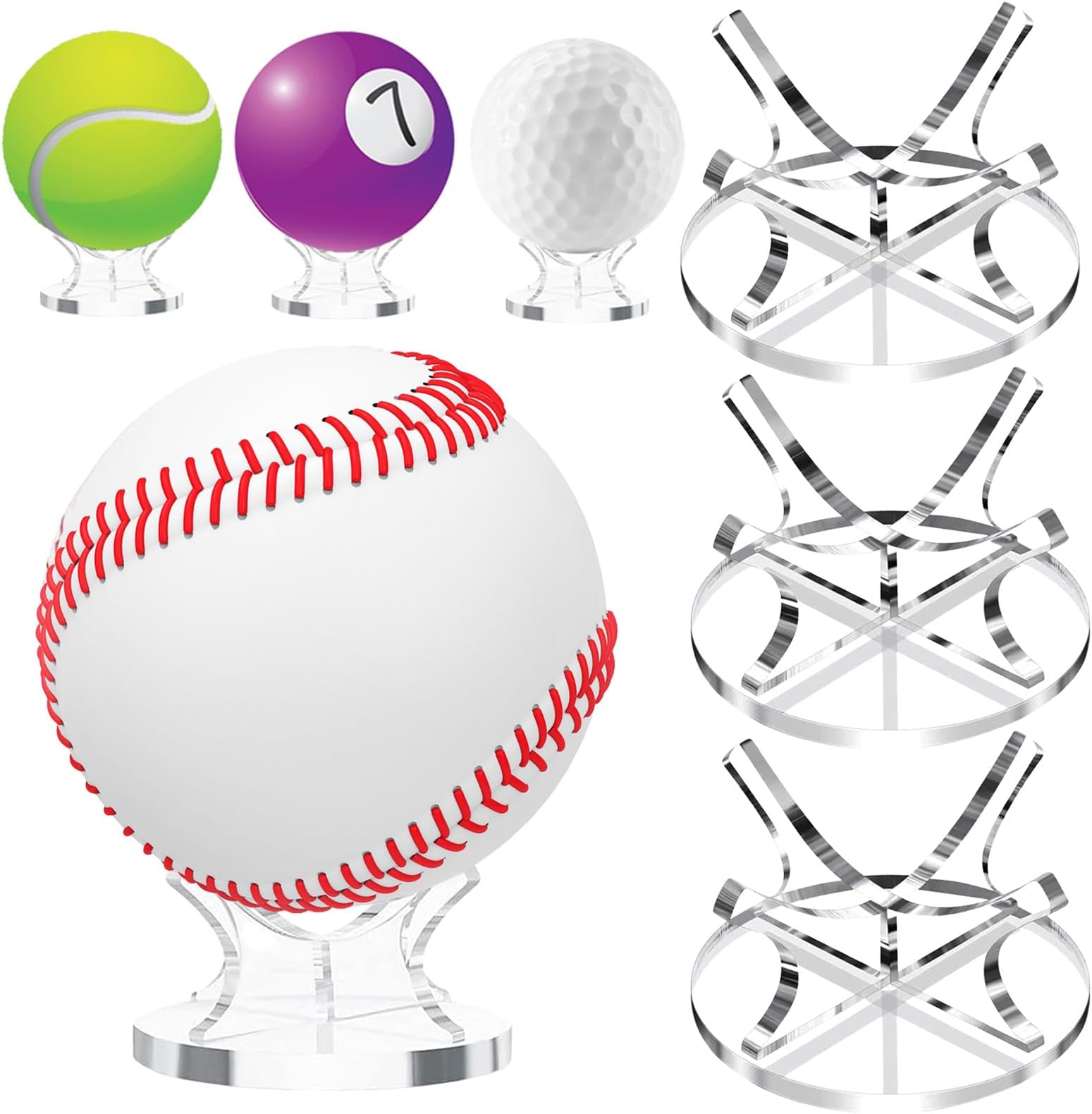 Amazon.com: 3 PCS Baseball Holders for Balls, Acrylic Small Ball Stand ...