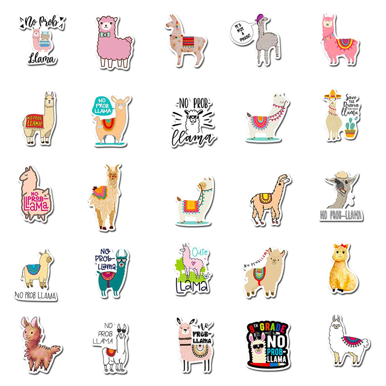 100pcs Funny Llama Llama Stickers Vinyl Waterproof Alpaca Skate ...