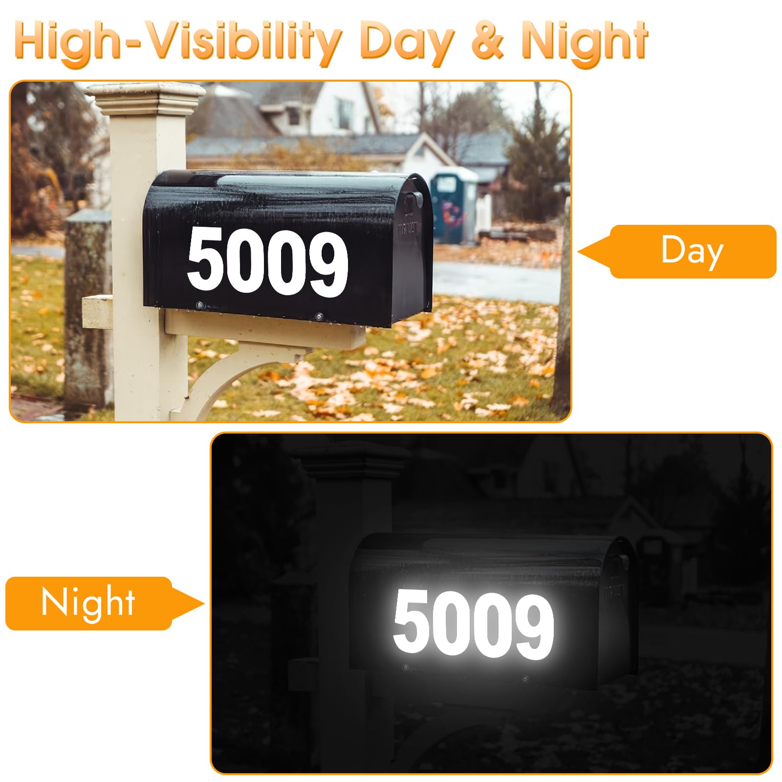 Snapklik.com : MOWPOG 80 PCS Reflective Mailbox Numbers For Outside