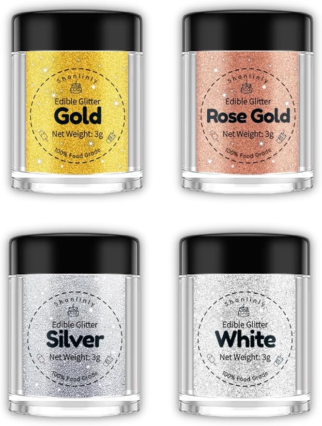 Edible Glitter Set 4 Colors, Shanlinly Food Grade Edible Glitter for ...