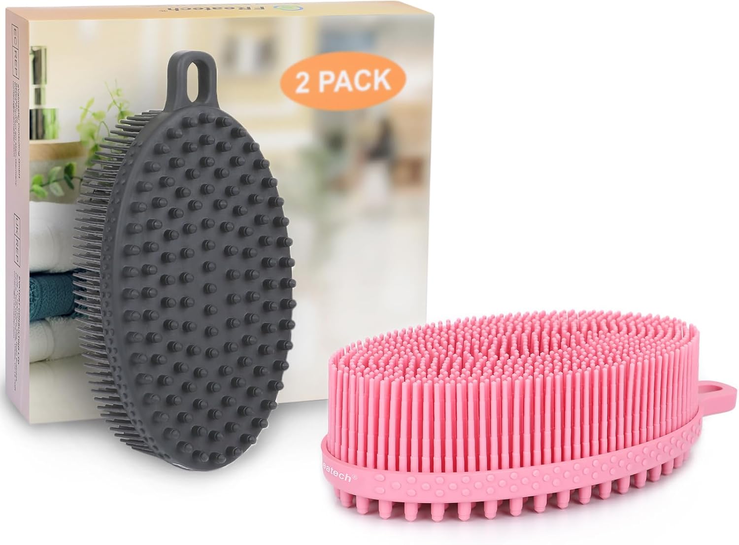 FREATECH Silicone Shower Body Wash Scrubber, Dual-Sided Body Buffer for ...