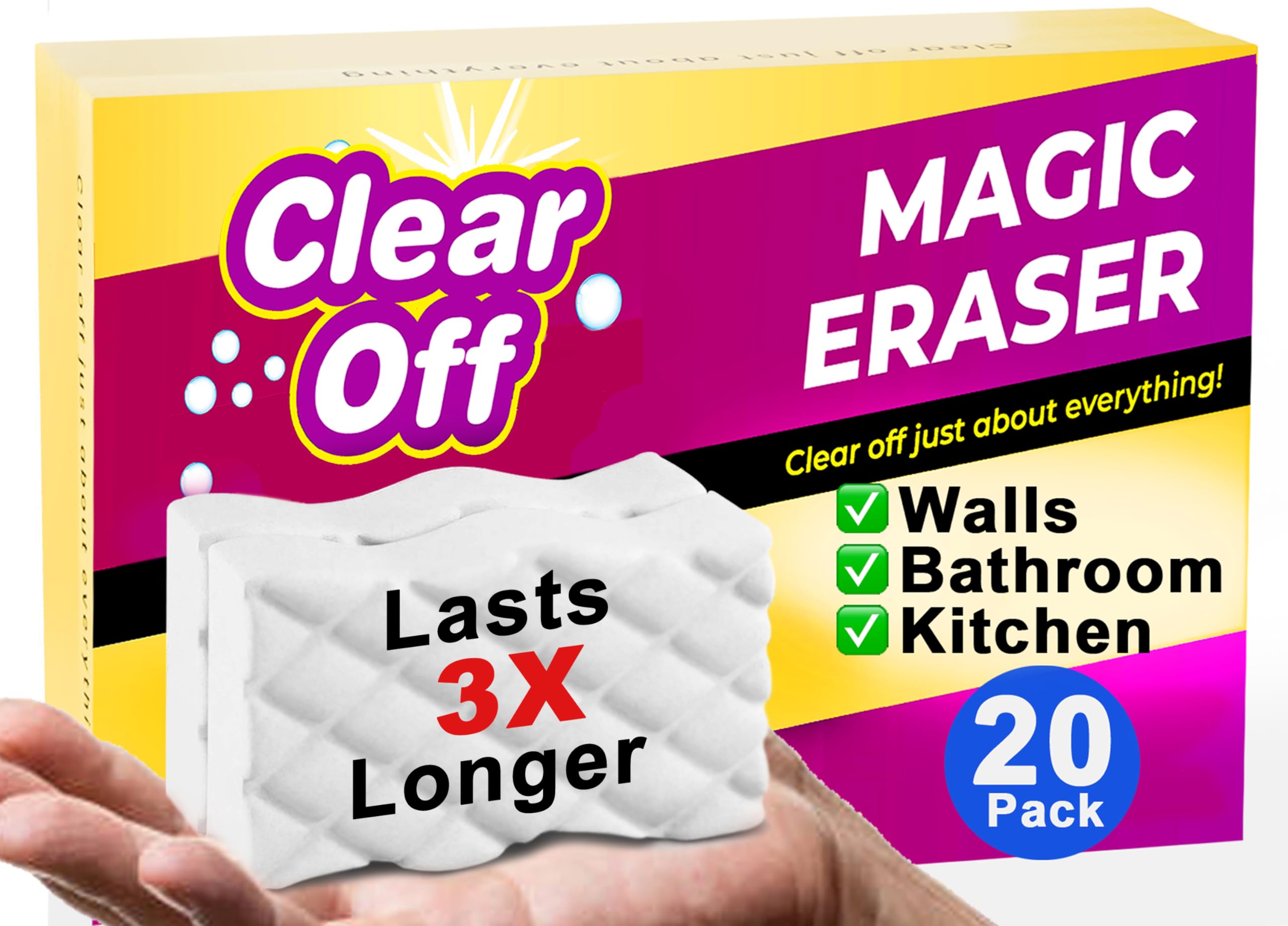 Amazon.com: Magic Eraser Sponge Extra Long Lasting - (10+10) Magic ...