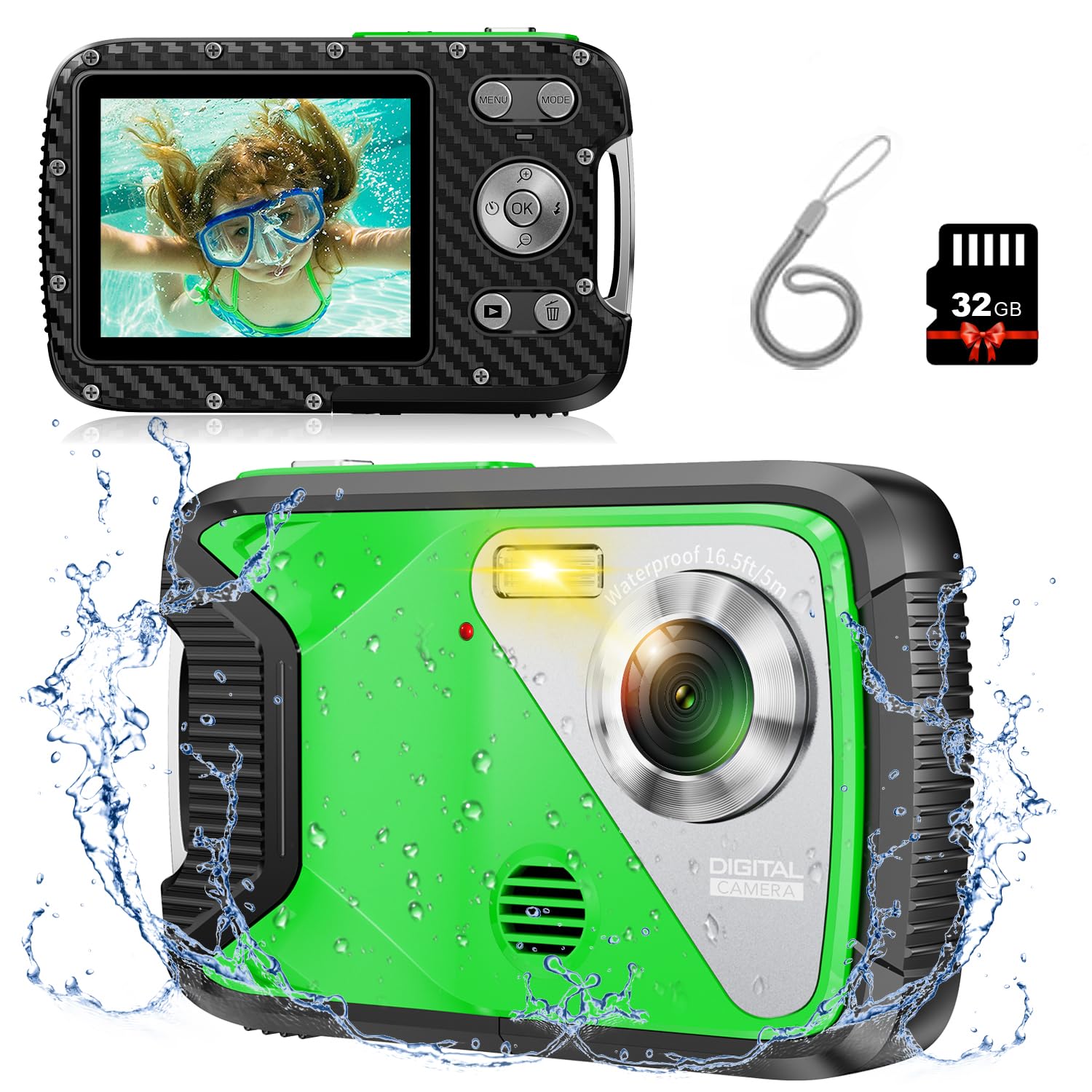 Amazon.com : 4K Waterproof Digital Camera, 48MP 17 FT Underwater, 2.8 ...