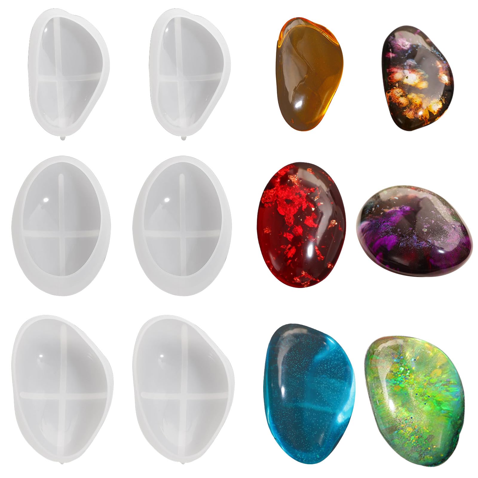 Amazon.com: Voaesdk 6 Pcs Pebbles Resin Molds, 3D Pebbles Stone ...