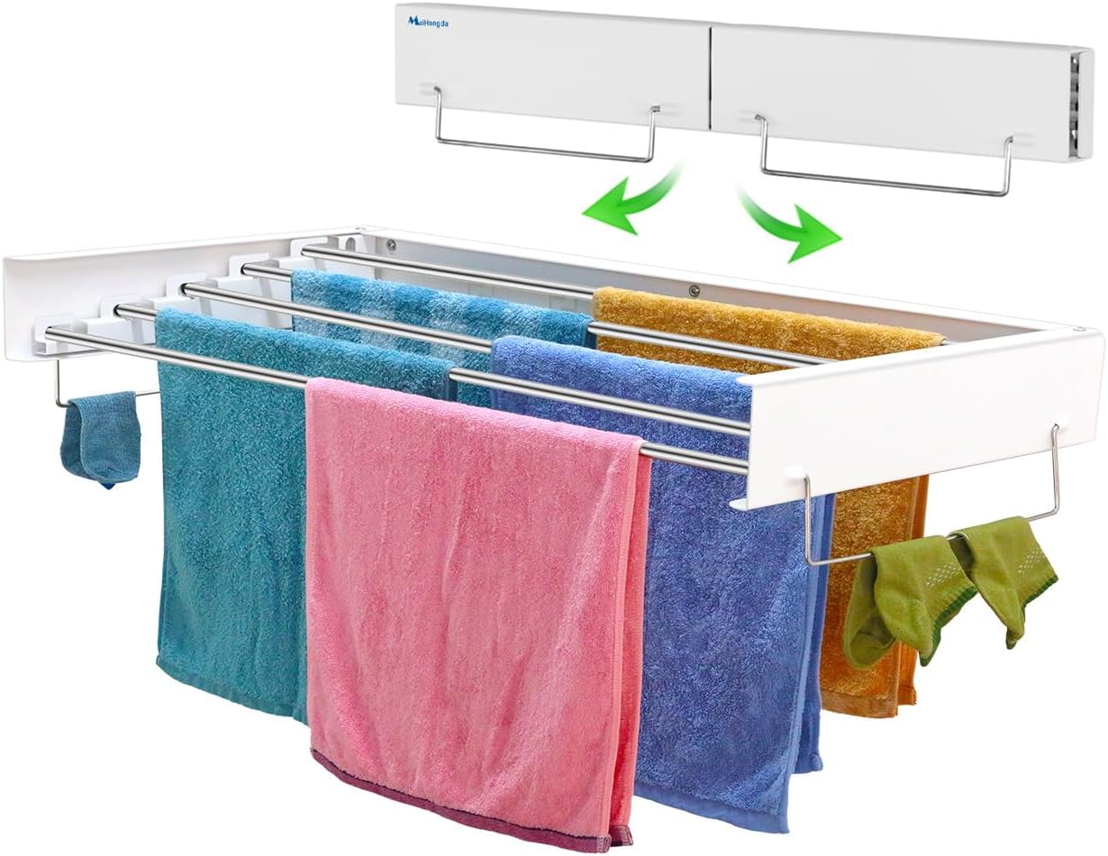 Amazon.com: MaiHongda Invisible Wall Mounted Laundry Clothes Drying ...
