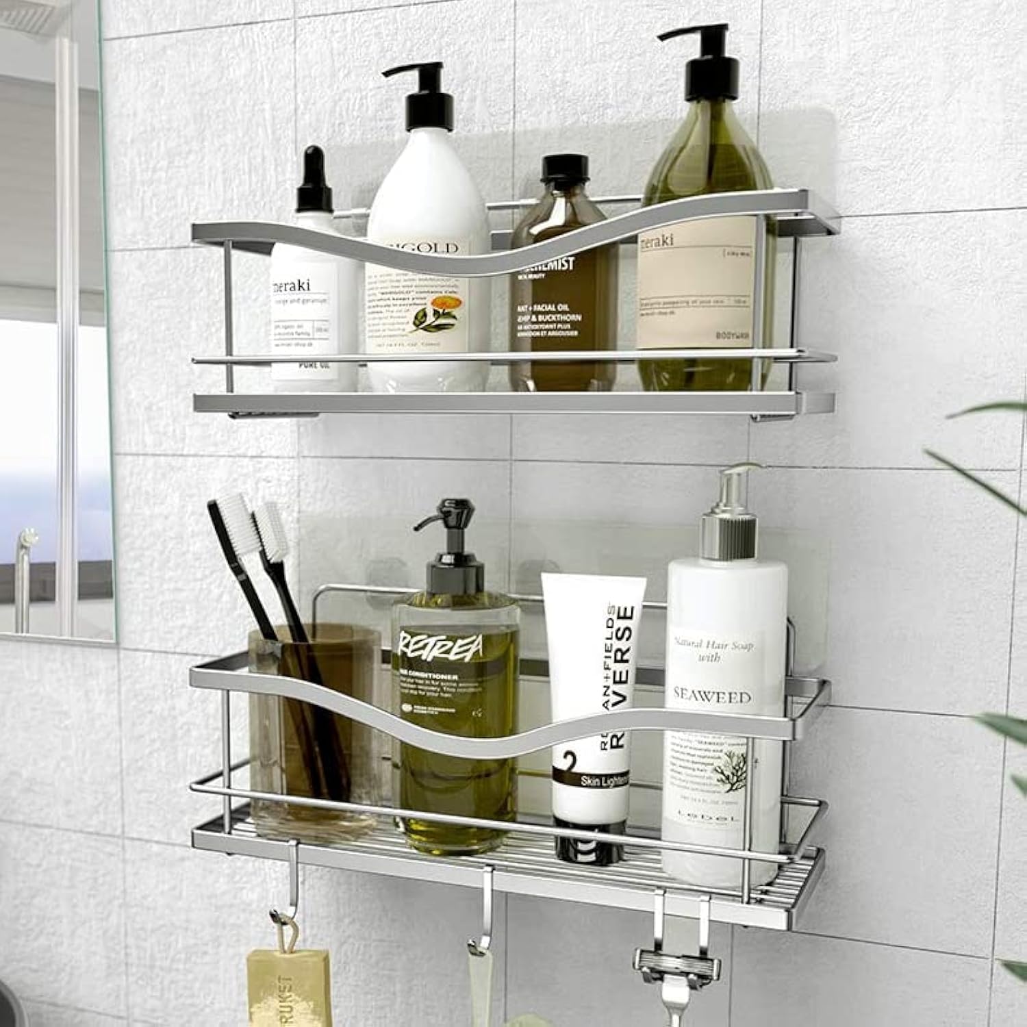 Amazon.com: Shower Caddy Bathroom Organizer Shelf: Adhesive Wall ...