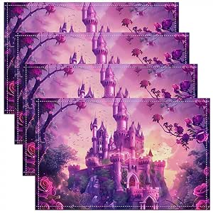 Amazon.com: Princess Castle Placemats Set of 4 for Kids Girly Fairy ...