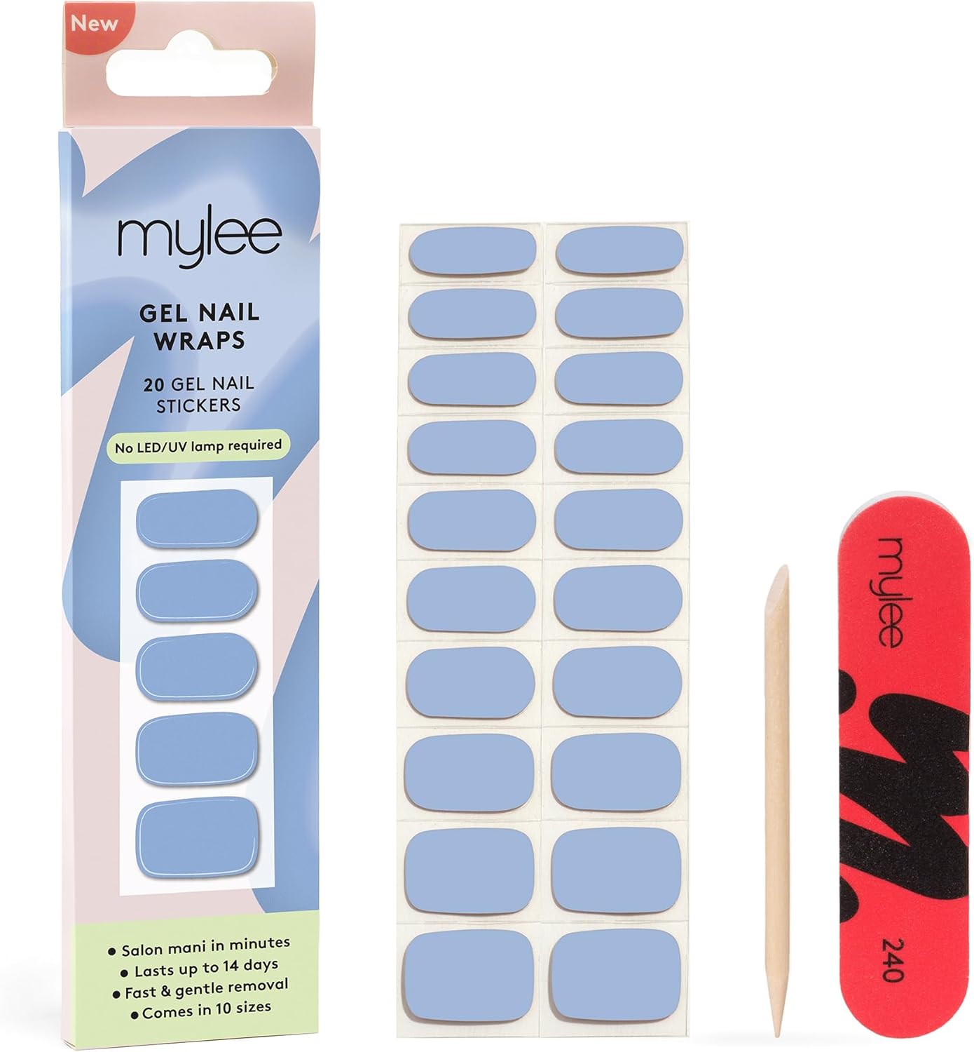 Mylee Gel Nail Wraps [Once In A Blue Moon] – Solid Colour Range – 20 ...