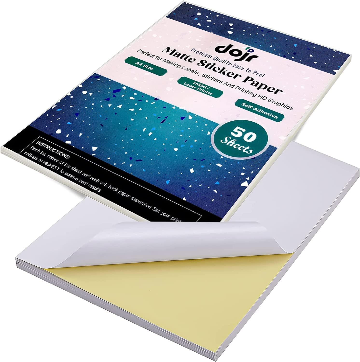 Evergreen Goods™ 30 Sheets A4 Matte White Sticker Paper Label | Inkjet ...