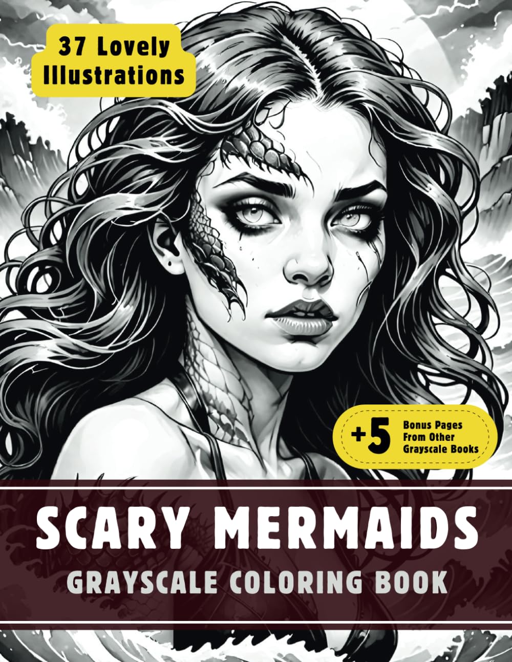 Amazon.com: Scary Mermaids Coloring Book: Grayscale Coloring Book for ...