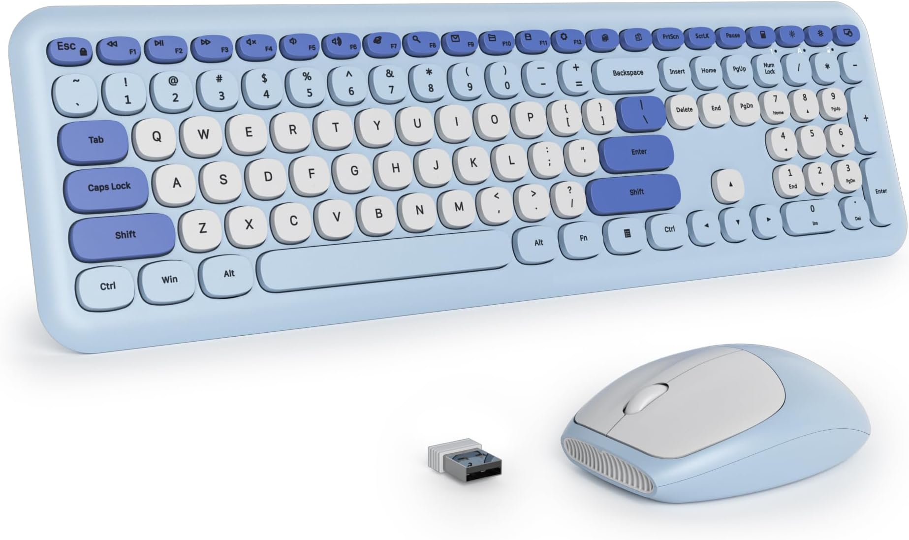 Amazon.com: surmen Blue Keyboard and Mouse Wireless, Cute Wireless ...