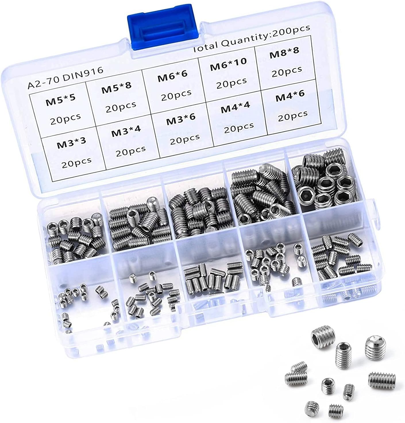 200 Stück Gewindeeinsatz Muttern Einschraubmutter Set Inbusschraube Sortiment M3 M4 M5 M6 M8 ...