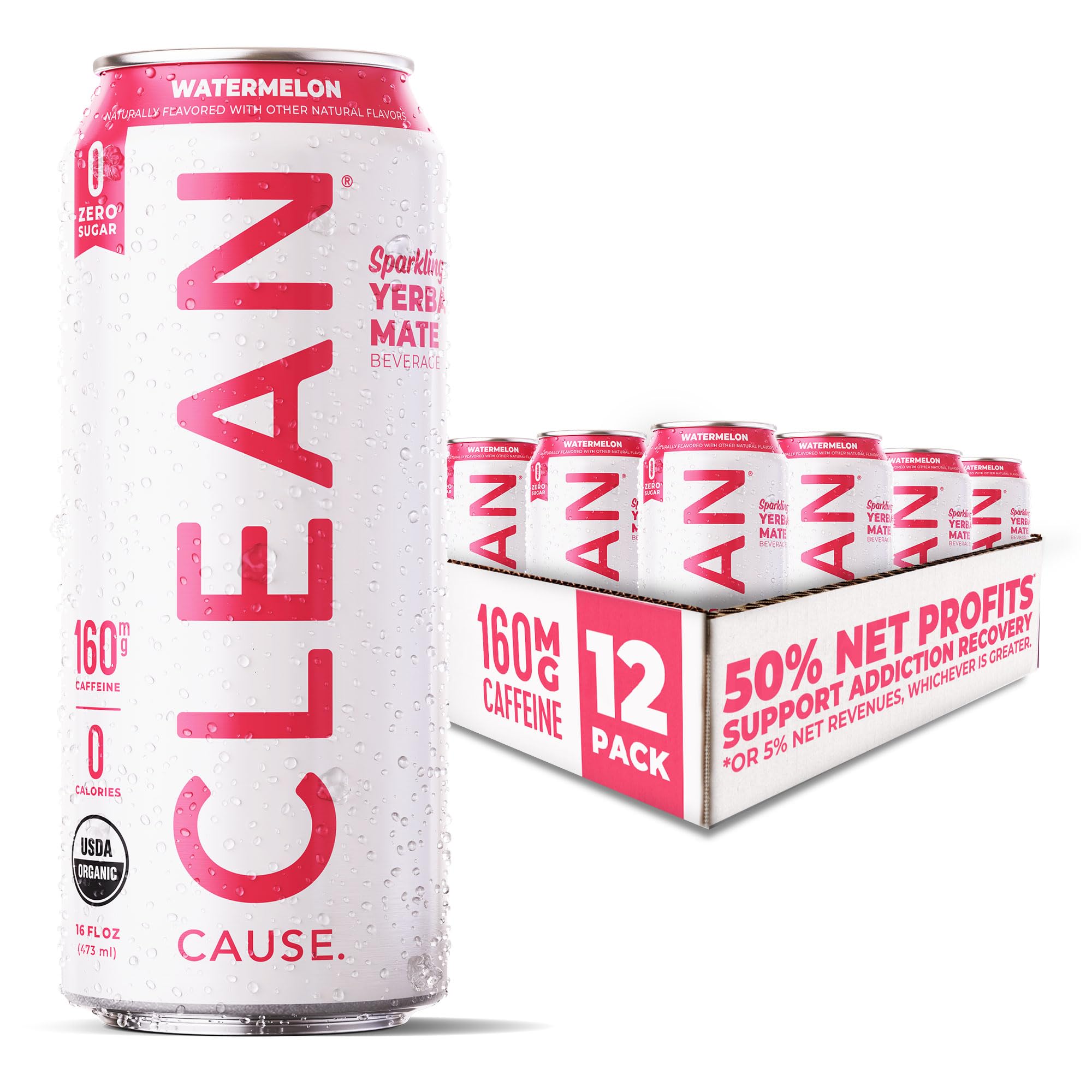 Clean Cause Zero Sugar Watermelon Yerba Mate Tea Sparkling Usda ...