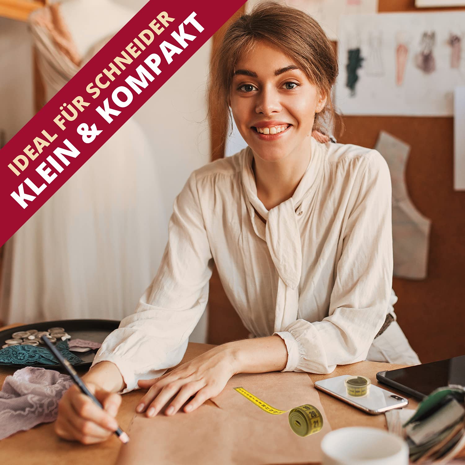 2 in 1 Tape Measure | Tailor Tape Measure 150 cm with Storage Box | Flexible Measuring Tape ...