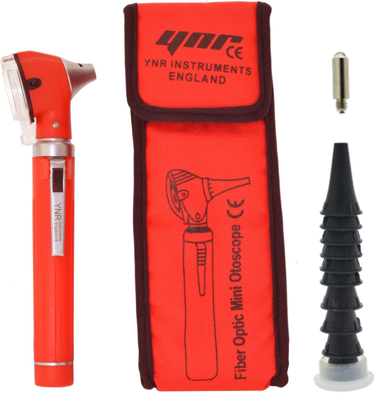 YNR Red Mini Otoscope Fiber Optic Medical Diagnostic Examination CE ...