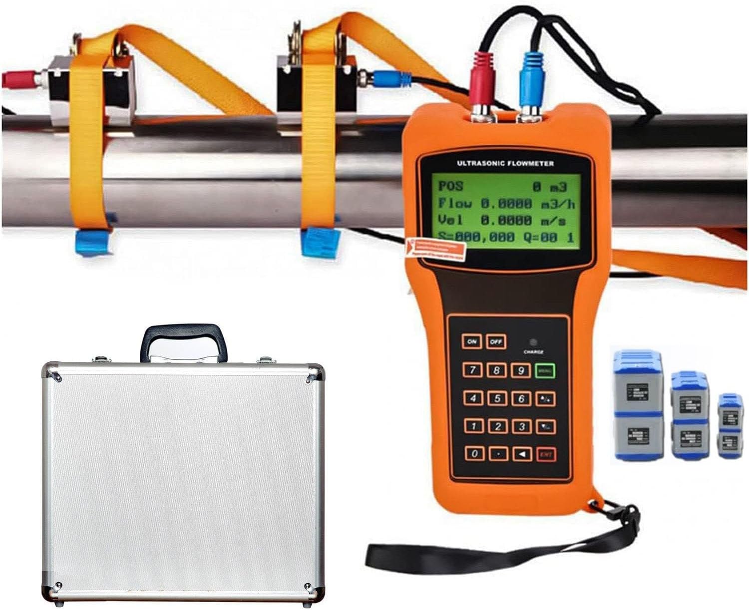 Amazon.com: GEHPYYDS Handheld Ultrasonic Flow Meter Portable Clamp on ...