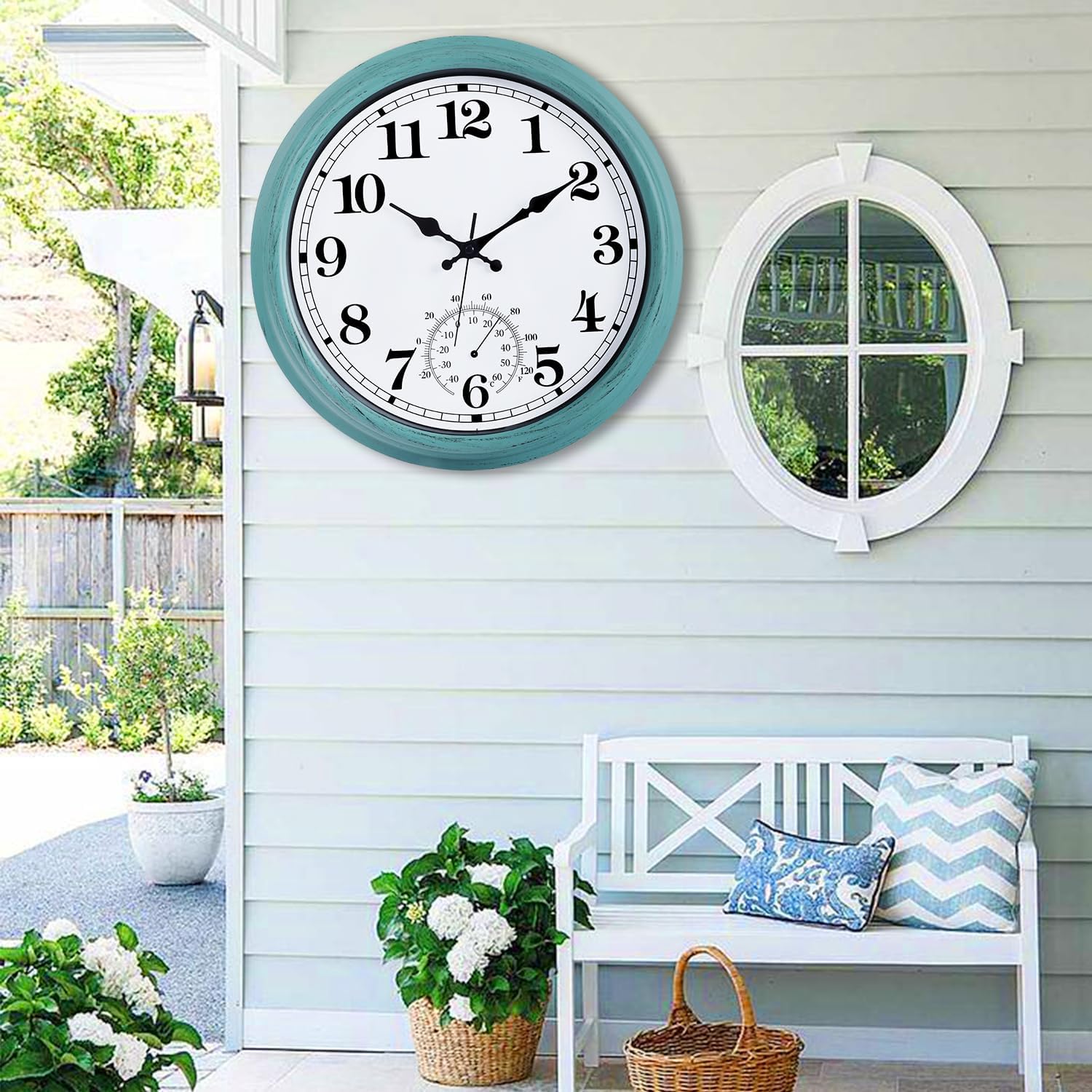 QWARVEL Reloj grande de 16 pulgadas para exteriores, reloj retro ...
