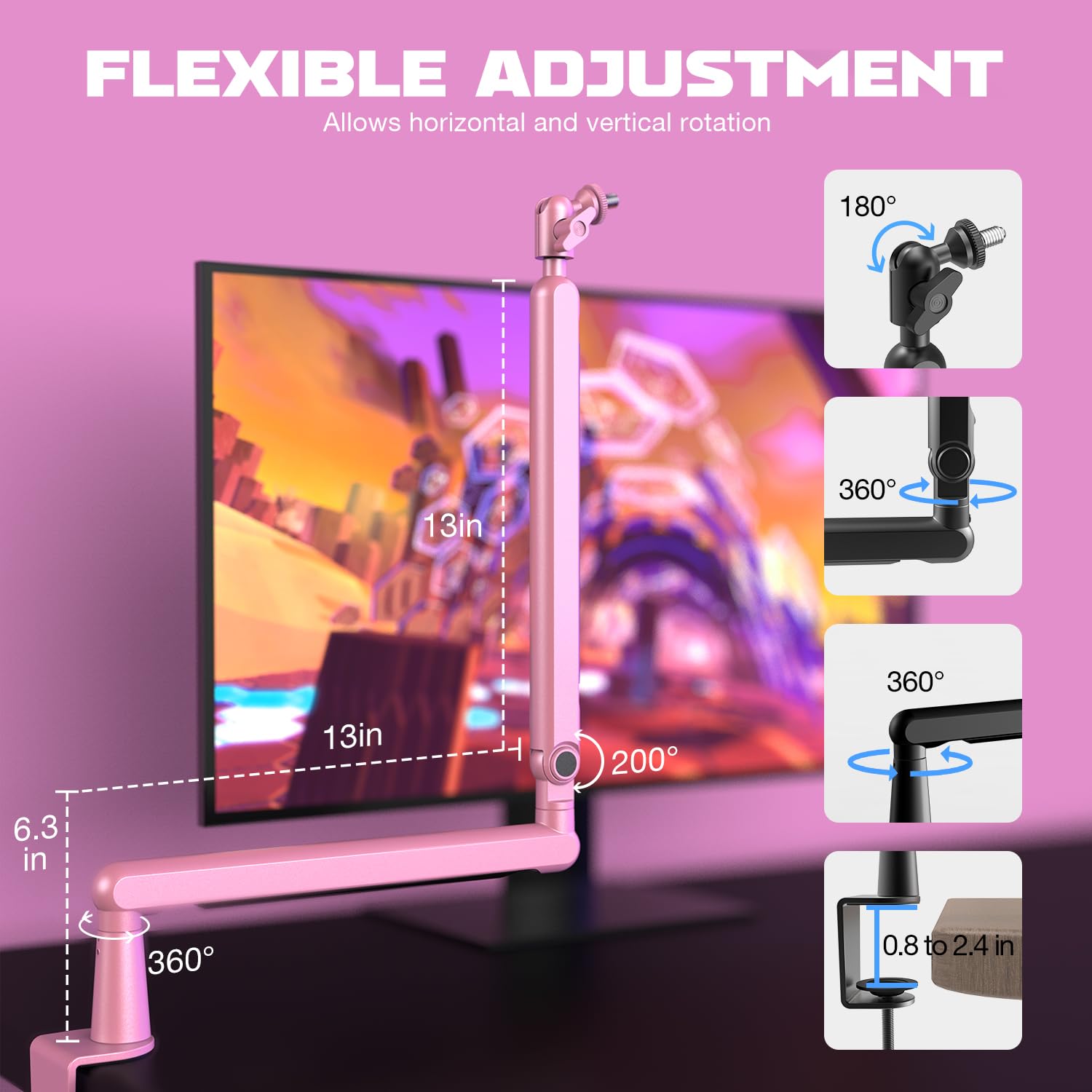 Snapklik.com : FIFINE Low Profile Boom Arm Mic Stand, Microphone Arm Stand