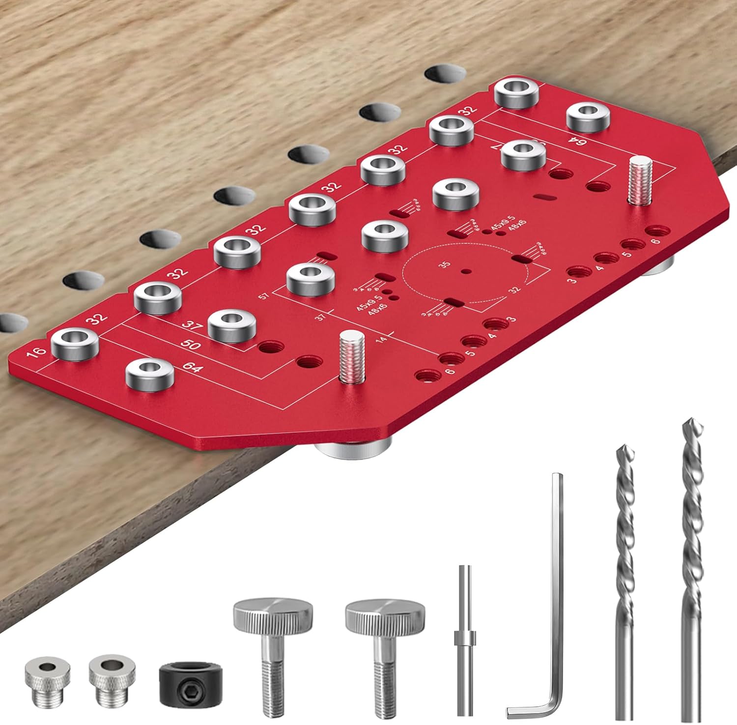 Shelf Pin jig and Hinge Jig 2-in-1, 1/4" And 5mm Metal Drilling Jig ...