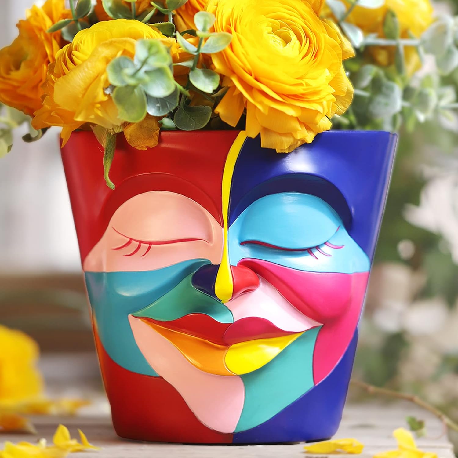 Amazon.com : GUGUGO Abstract Rainbow Head Planter Graffiti Face ...