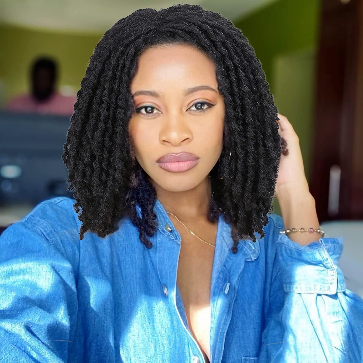 Buy WIGER Short Dreadlock Wigs for Black Women Black Faux Locs Bob Wig ...