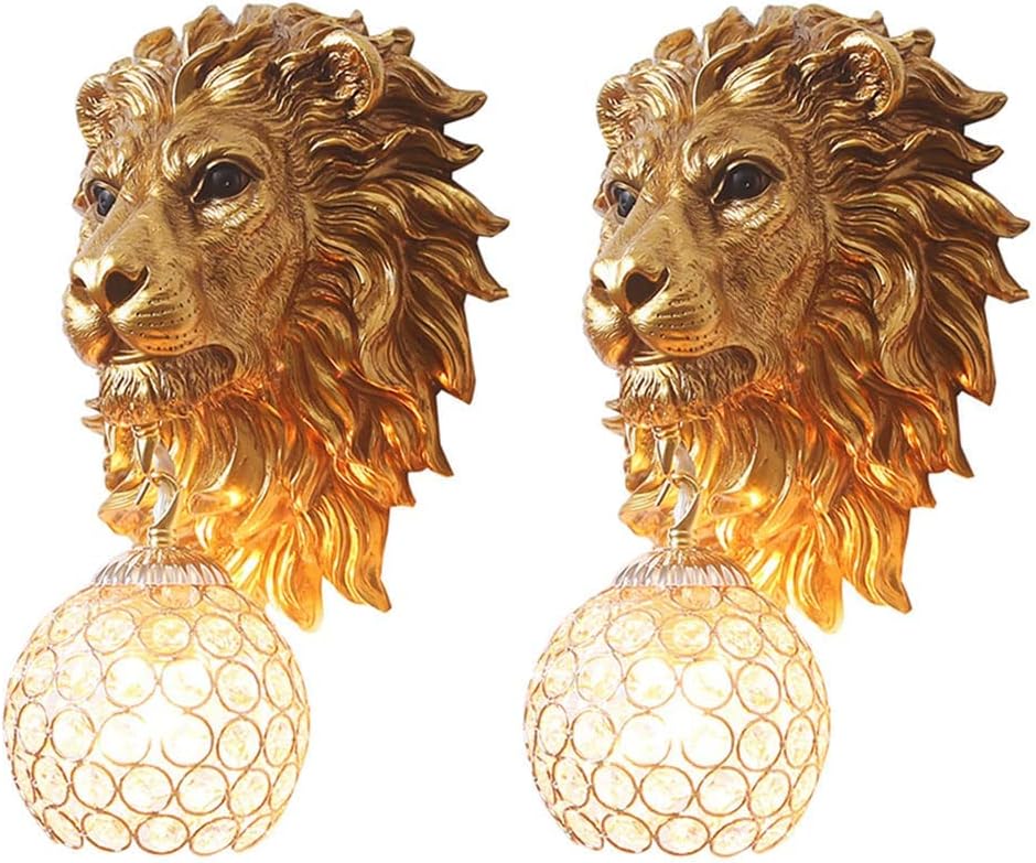 Pobllem Lion Head Wall Decor Sconces Wall Lighting Retro Baroque ...