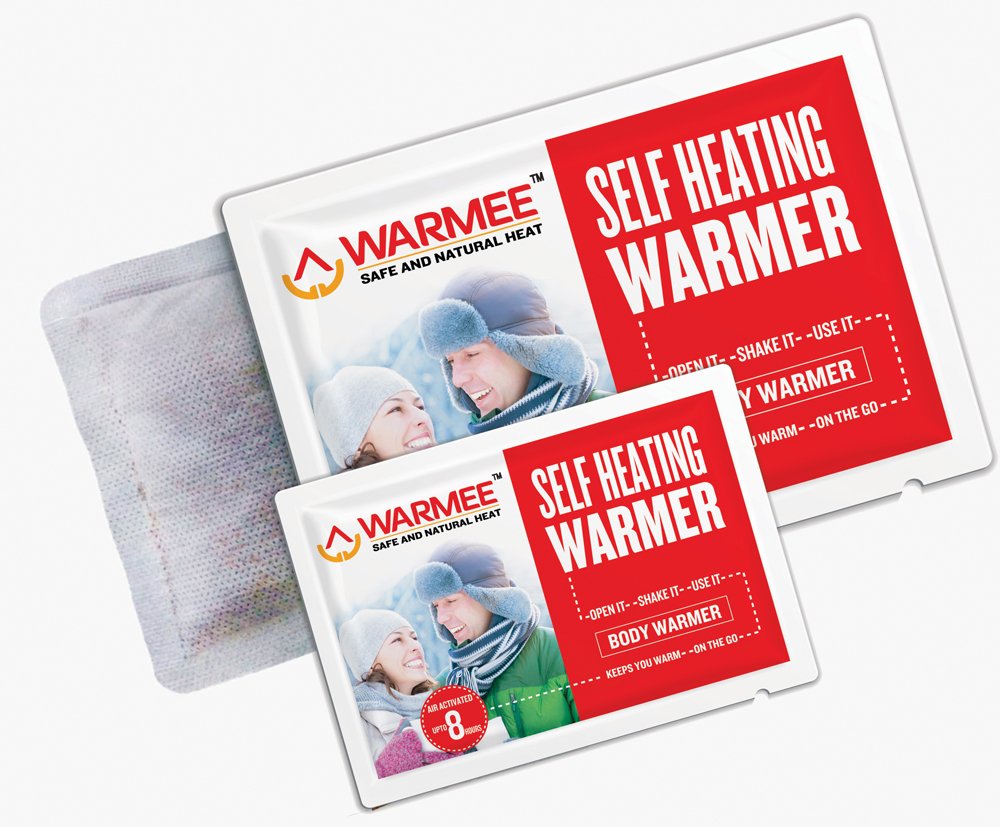 WARMEE Body & Hand Warmers Heat Pouch (Pack of 20 Body + 12 Hand ...
