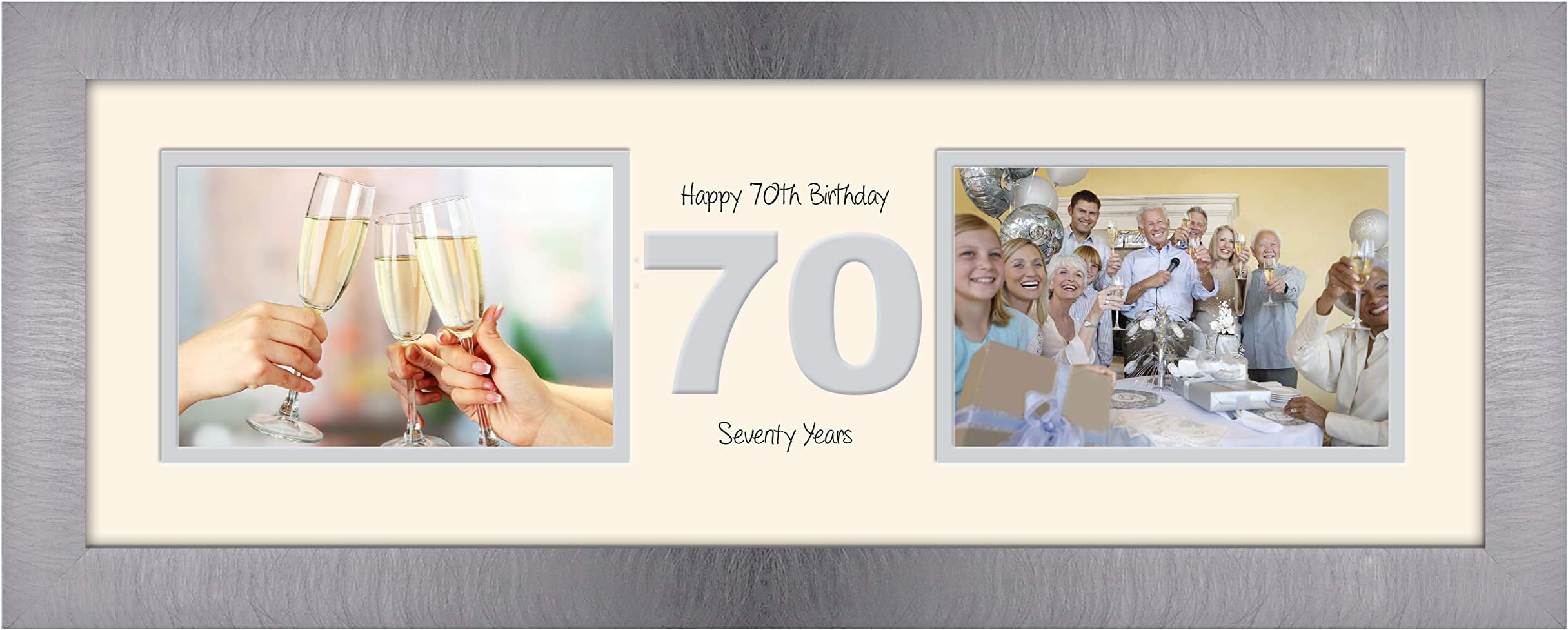 70th Birthday Photo Frame 4"x4" x4 and 5"x5" Photo 971D (Brushed Silver ...