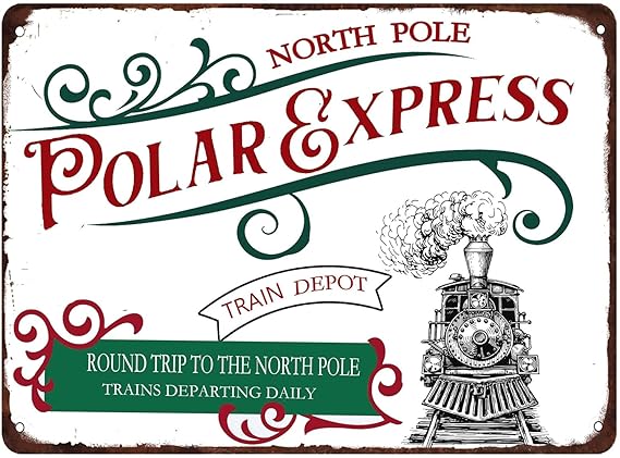 Amazon.com: Polar Express Train Depot the North Pole Metal Sign Vintage ...