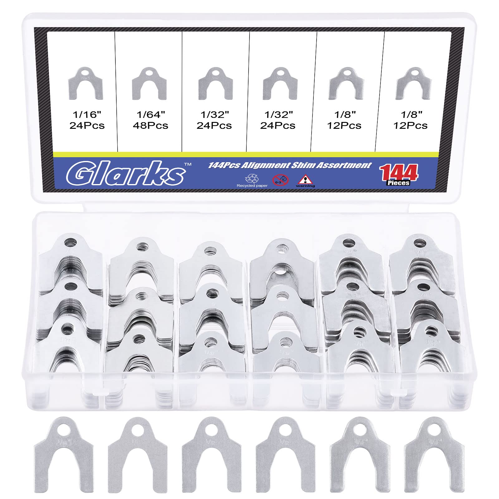 Amazon.com: Glarks 144Pcs 1/16" 1/64" 1/32" 1/8" Universal Body Shim ...